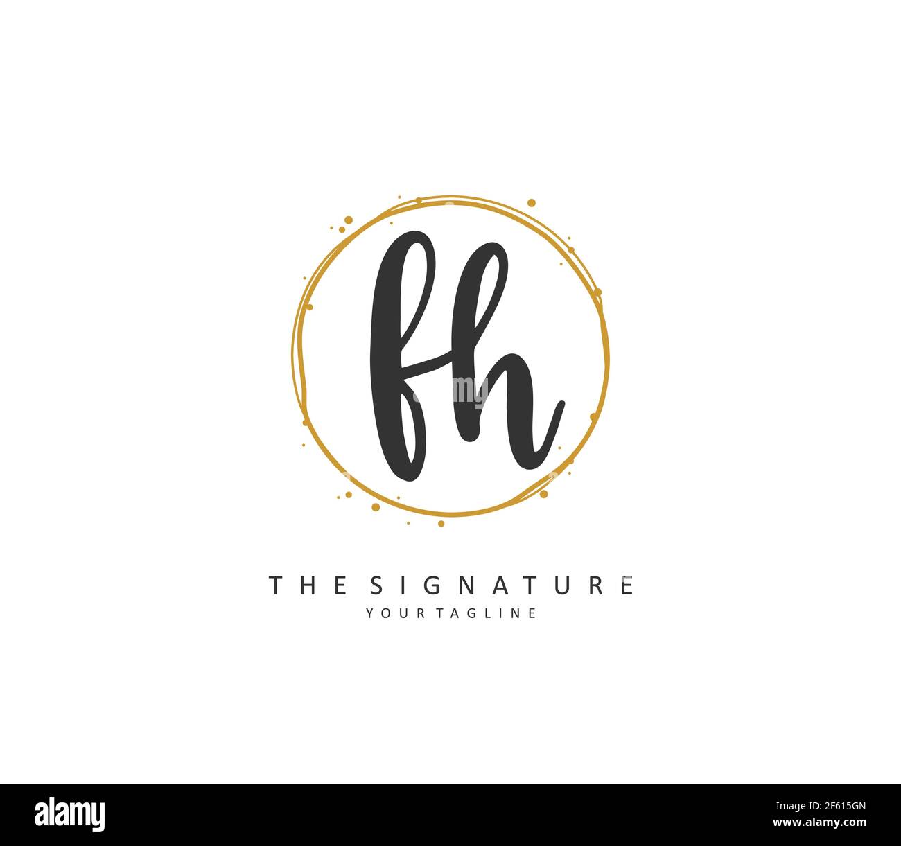 F H FH Initial letter handwriting and signature logo. A concept ...