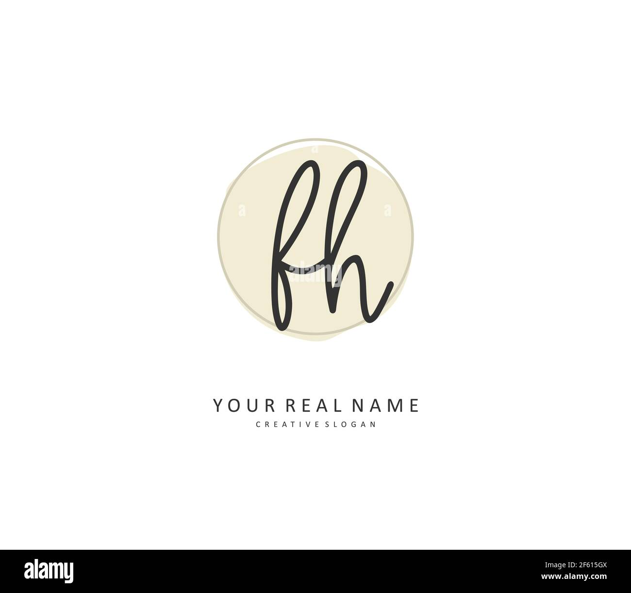 F H FH Initial letter handwriting and signature logo. A concept ...