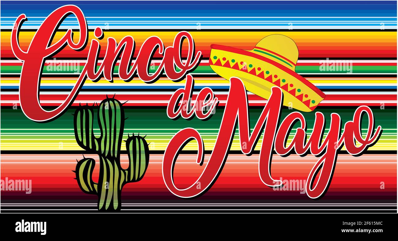Cinco de Mayo Banner with Mexican Blanket Stock Photo - Alamy