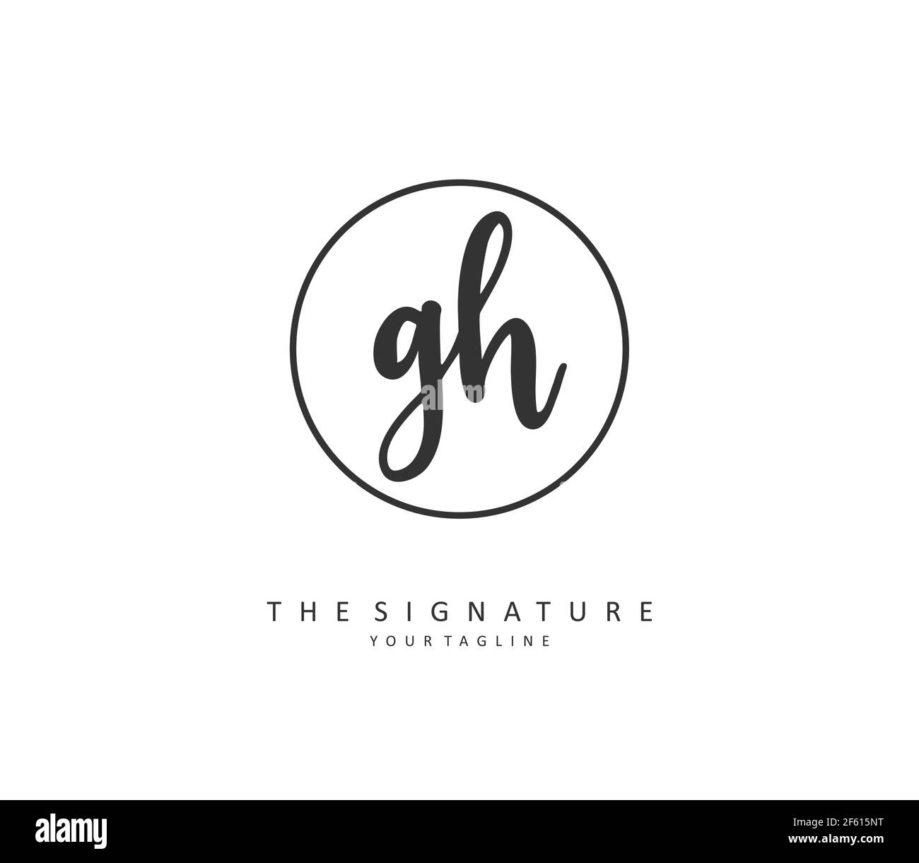 G H GH Initial letter handwriting and signature logo. A concept ...