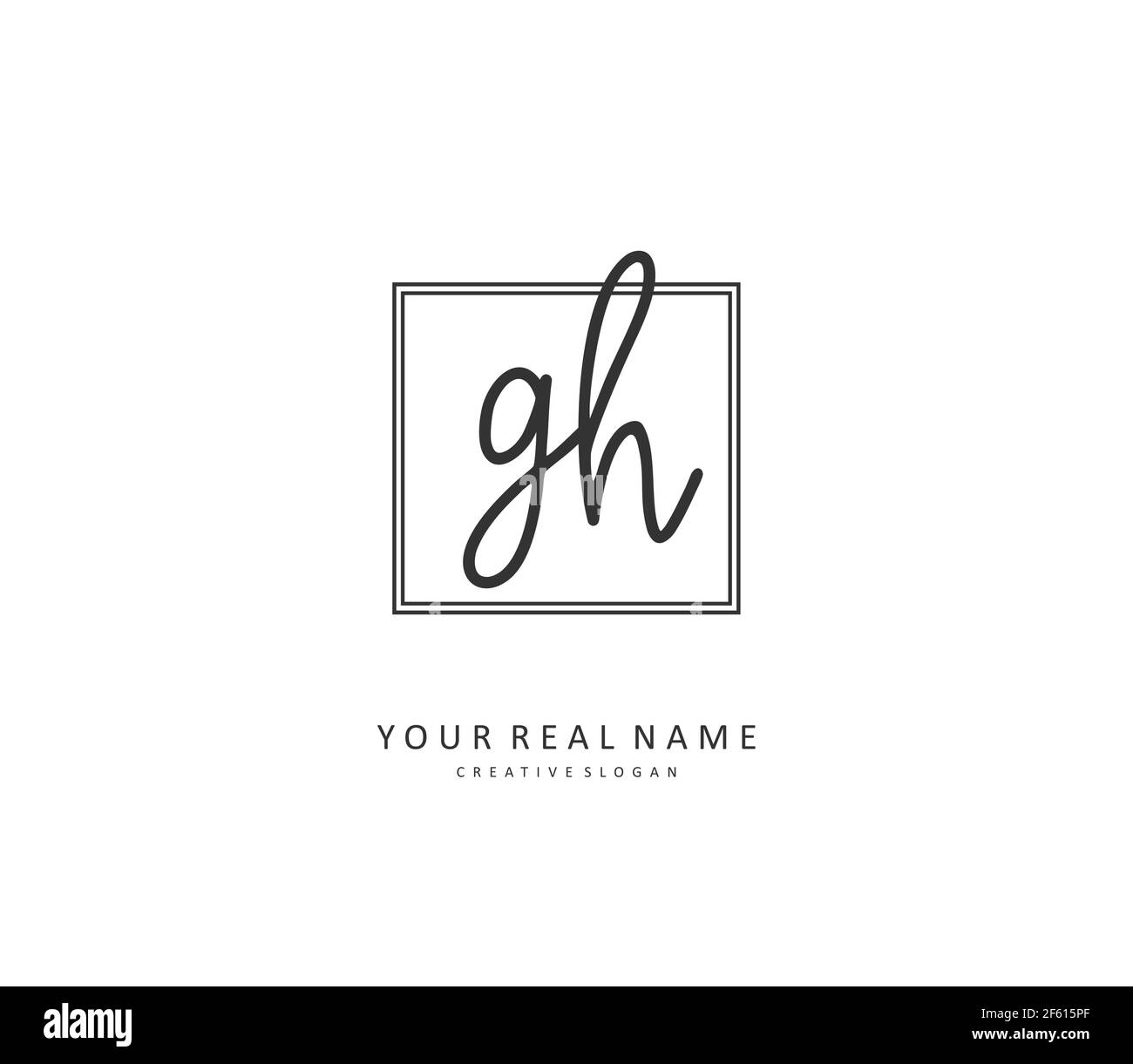 G H GH Initial letter handwriting and signature logo. A concept ...
