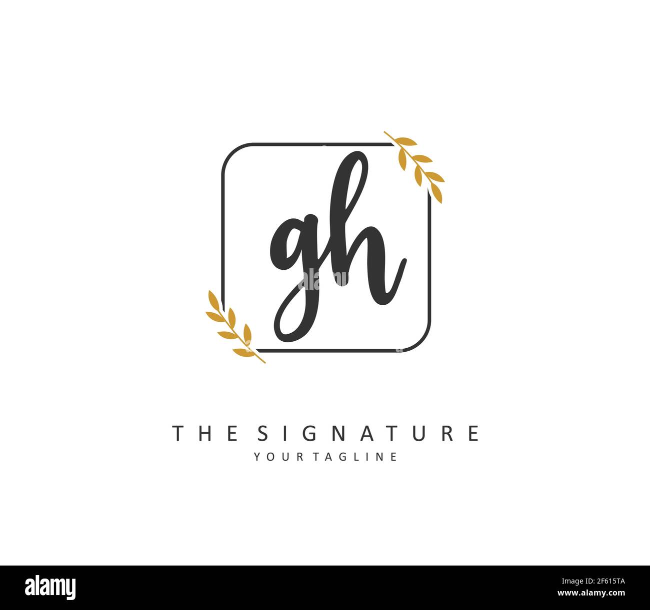 G H GH Initial letter handwriting and signature logo. A concept ...