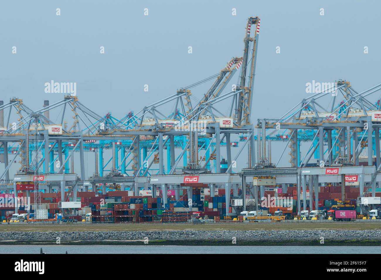 Maasvlakte, port Rotterdam, The Netherlands - October 22 2020: heavy ...