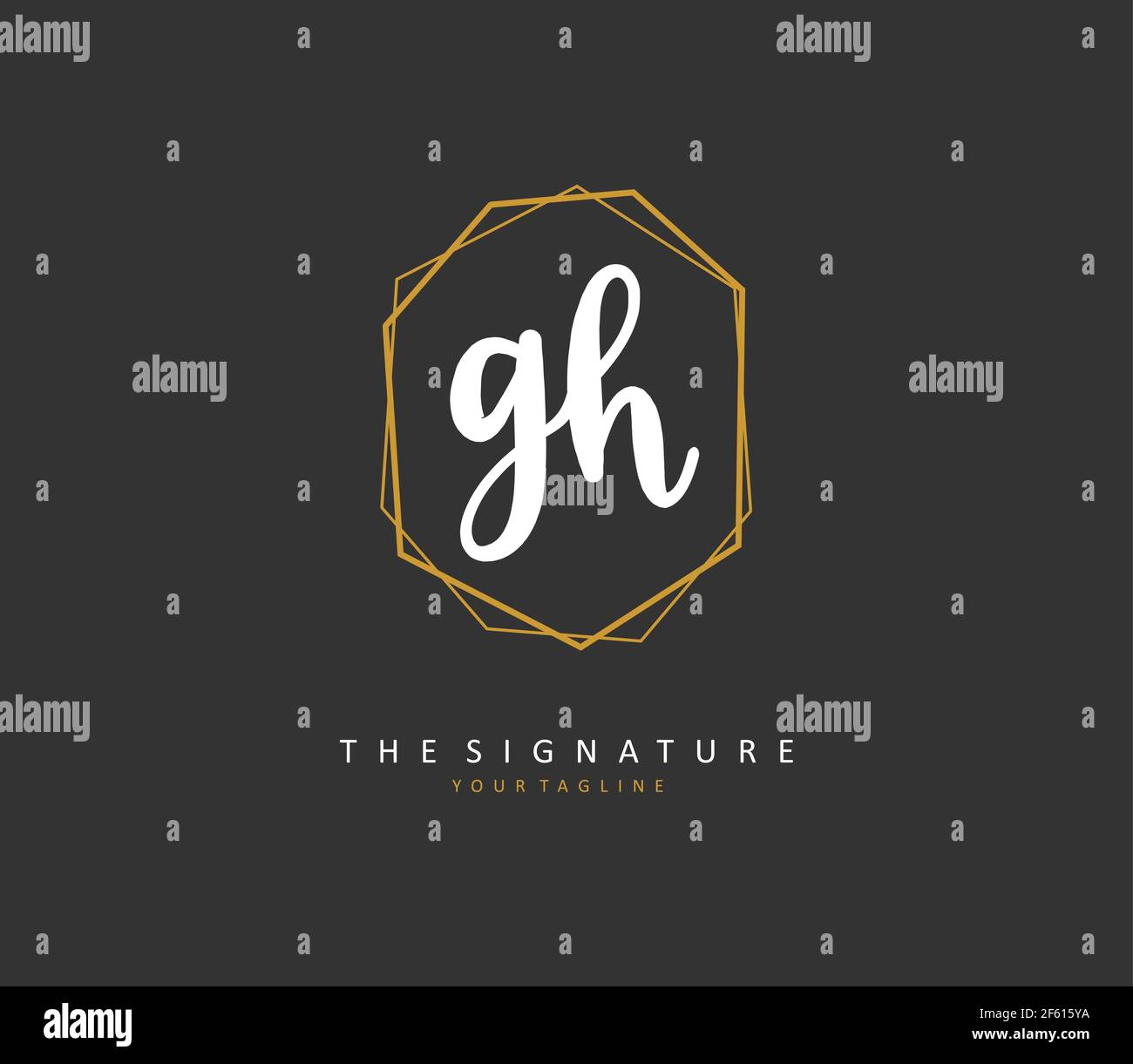 G H GH Initial letter handwriting and signature logo. A concept ...