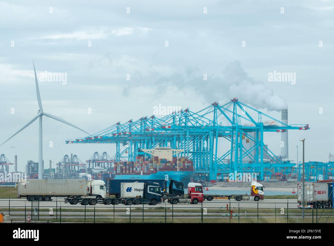 Maasvlakte, port Rotterdam, The Netherlands - October 22 2020: heavy ...