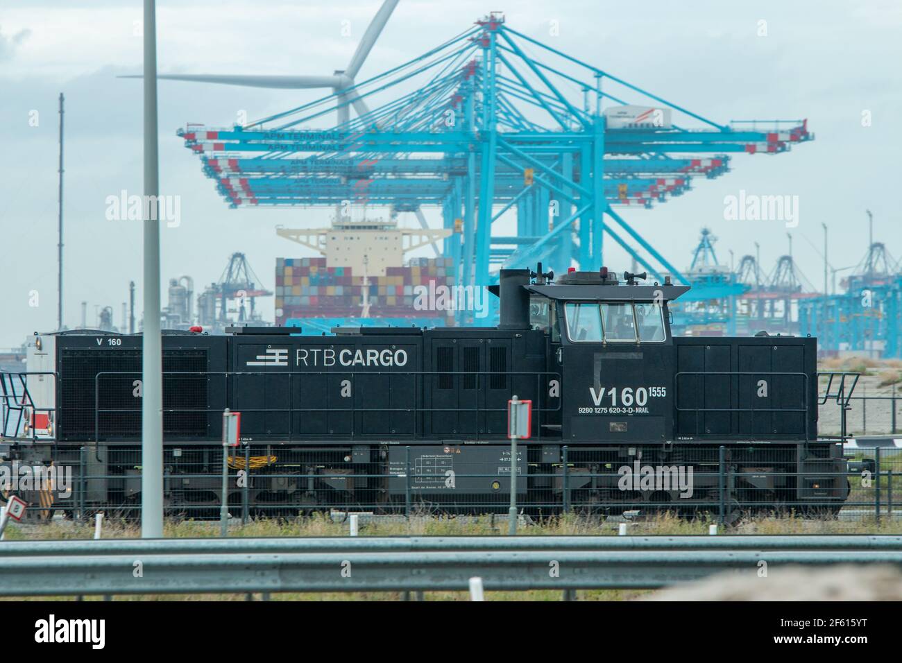 Maasvlakte, port Rotterdam, The Netherlands - October 22 2020: freight ...
