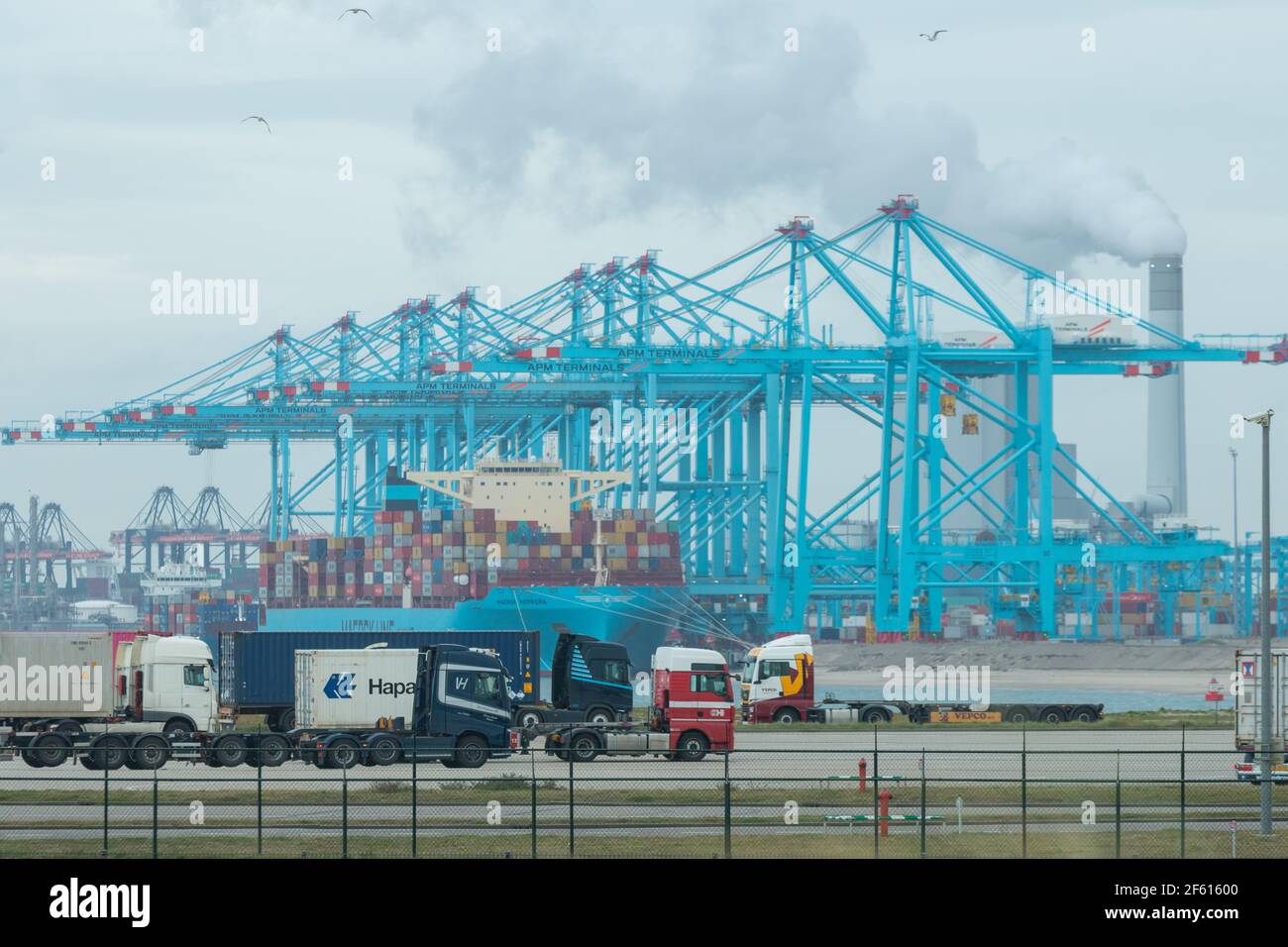 Maasvlakte, port Rotterdam, The Netherlands - October 22 2020: heavy ...