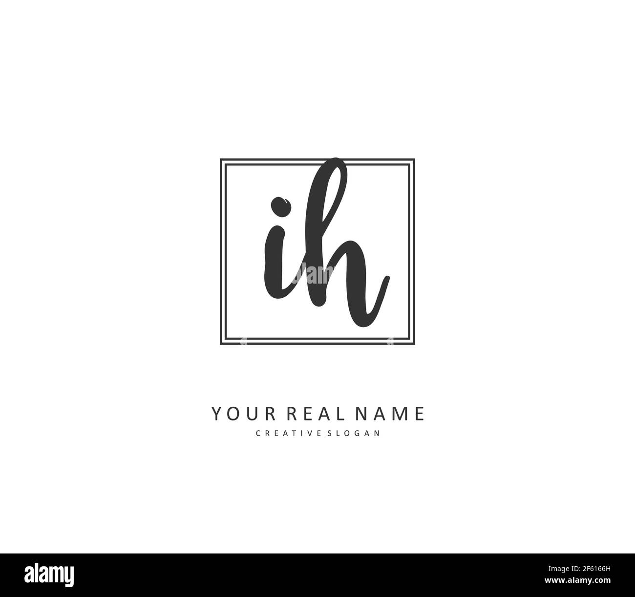 I H IH Initial letter handwriting and signature logo. A concept ...