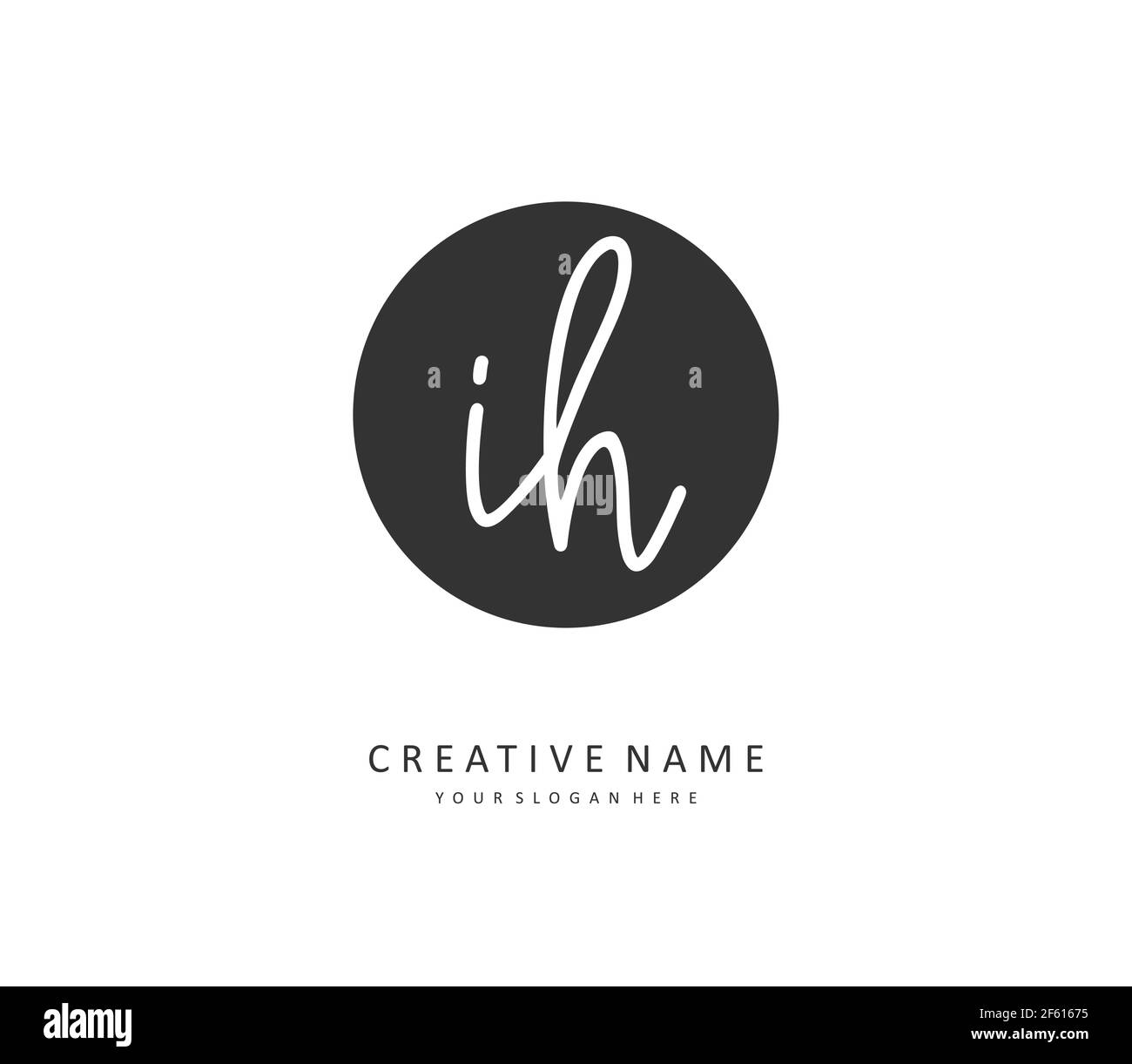 I H IH Initial letter handwriting and signature logo. A concept ...