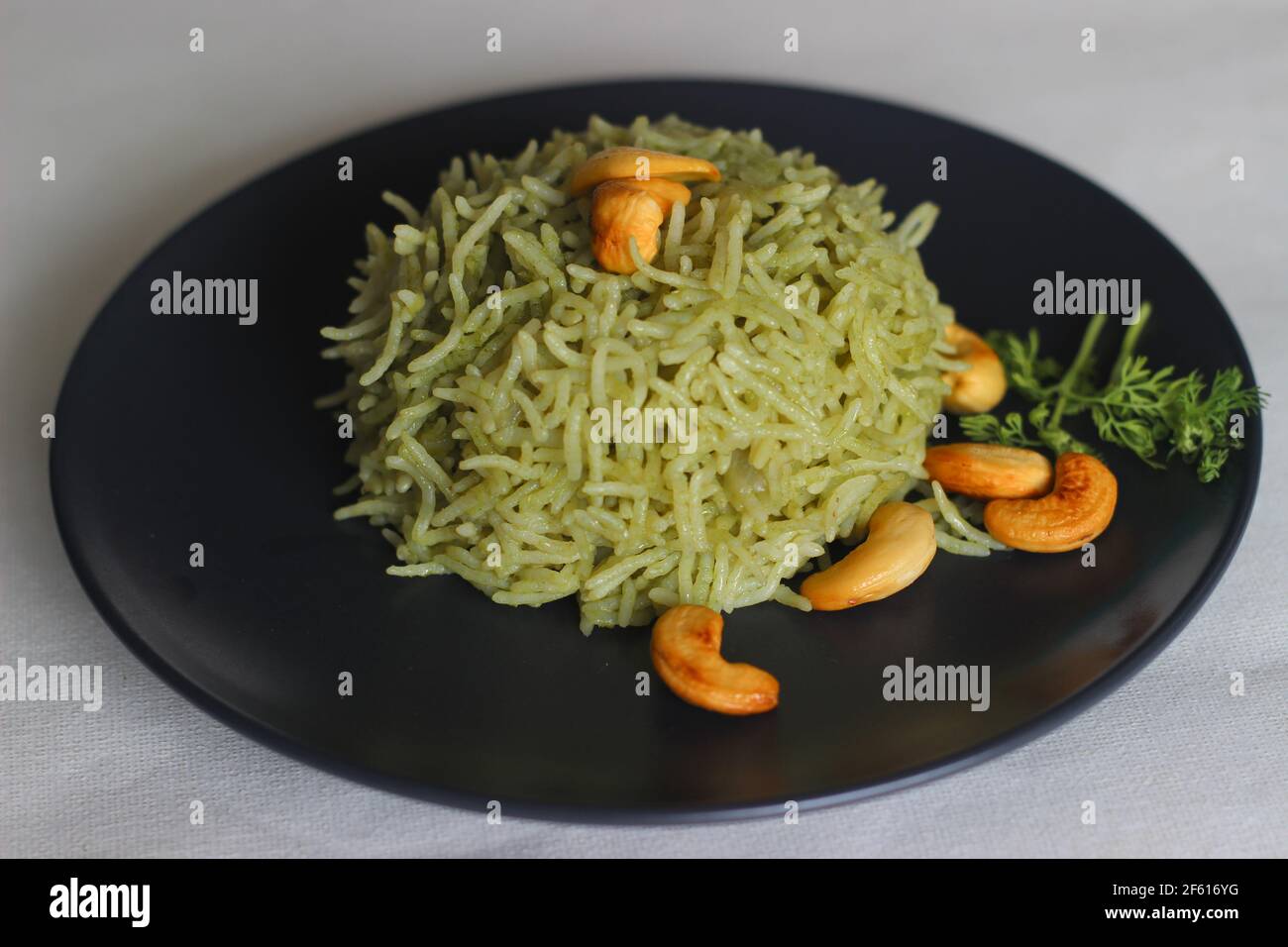 Homemade Coriander pulao, a one pot rice preparation in ghee with ...