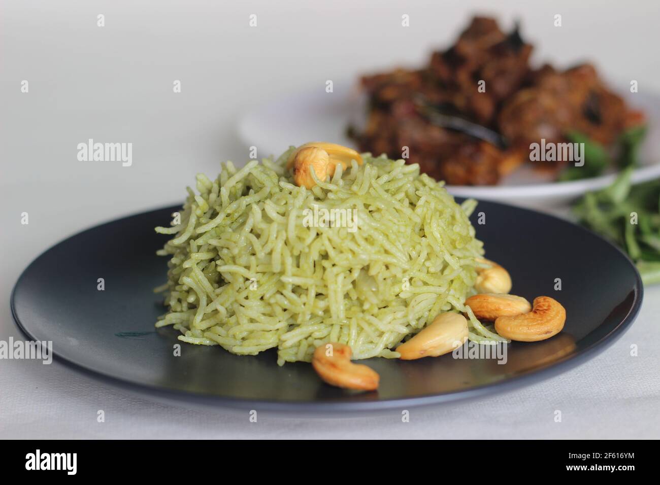Homemade Coriander pulao, a one pot rice preparation in ghee with ...