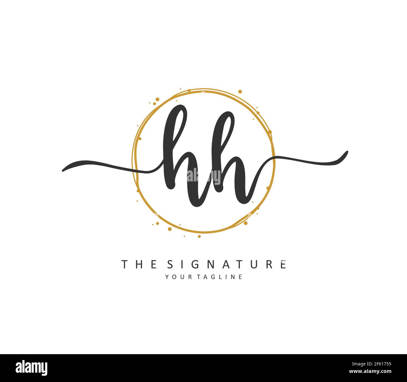 H HH Initial letter handwriting and signature logo. A concept ...