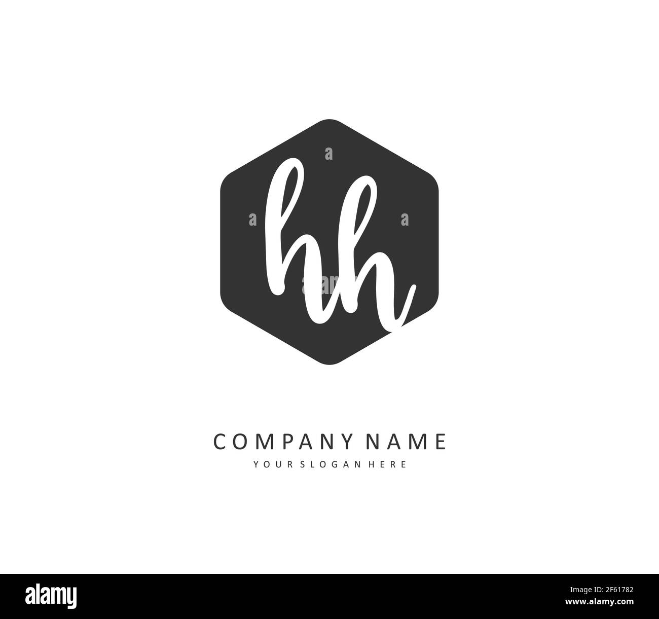 H HH Initial letter handwriting and signature logo. A concept ...
