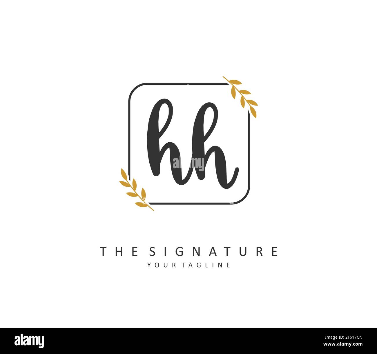 H HH Initial letter handwriting and signature logo. A concept ...