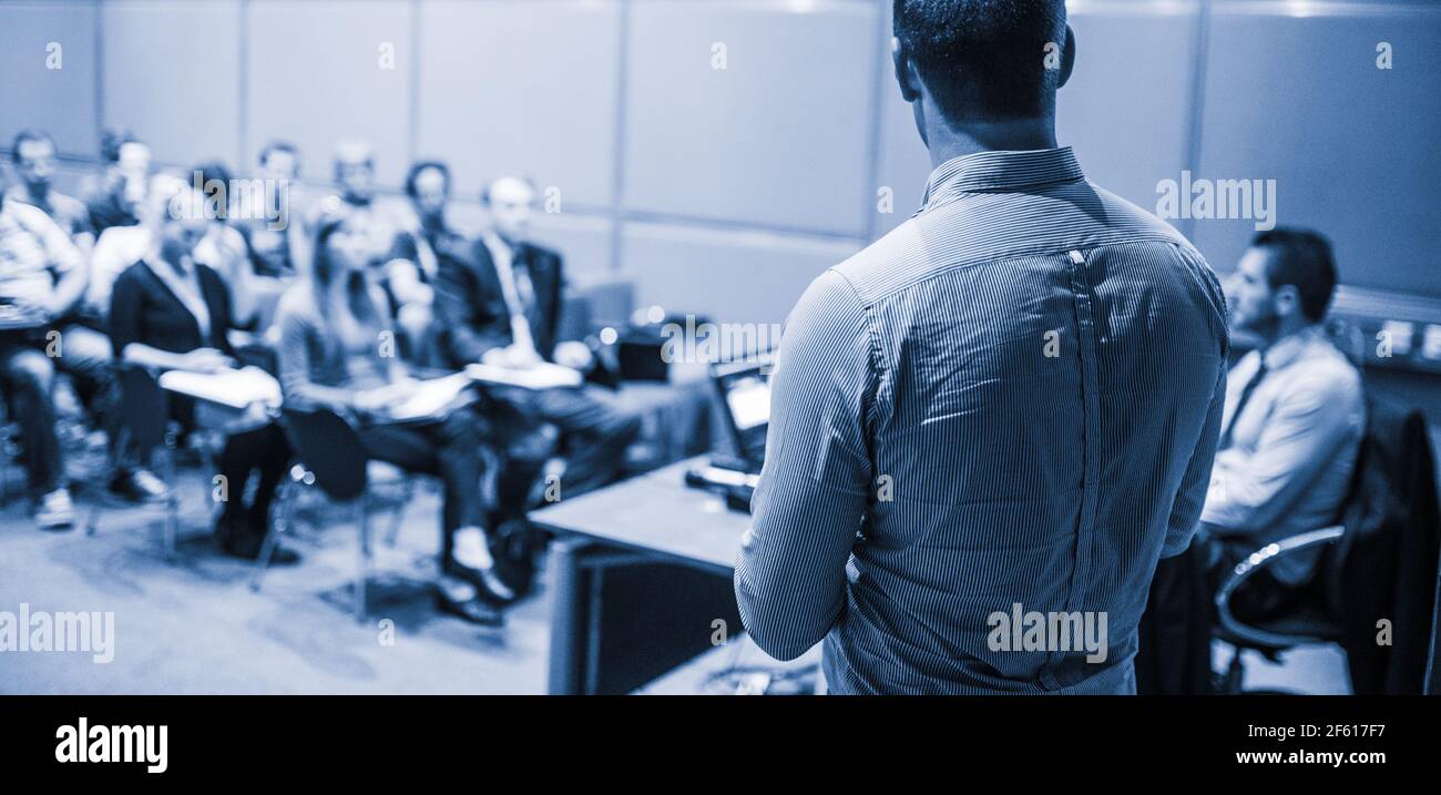 Speaker Giving a Talk at Business Conference and Presentation Stock ...