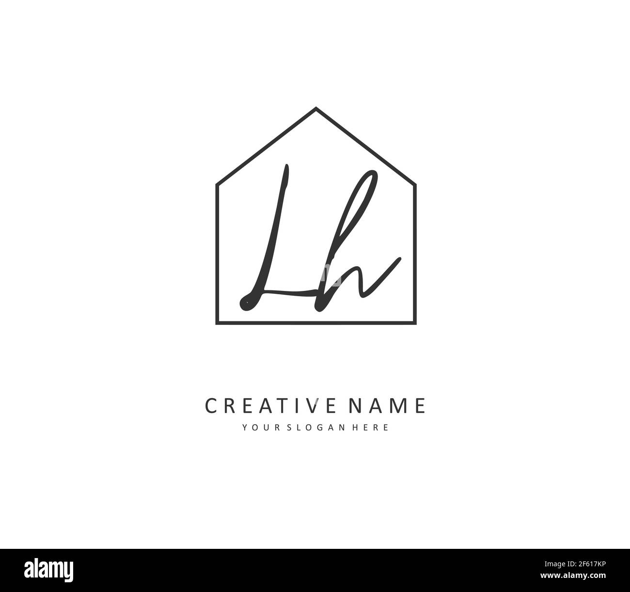 L H LH Initial letter handwriting and signature logo. A concept ...