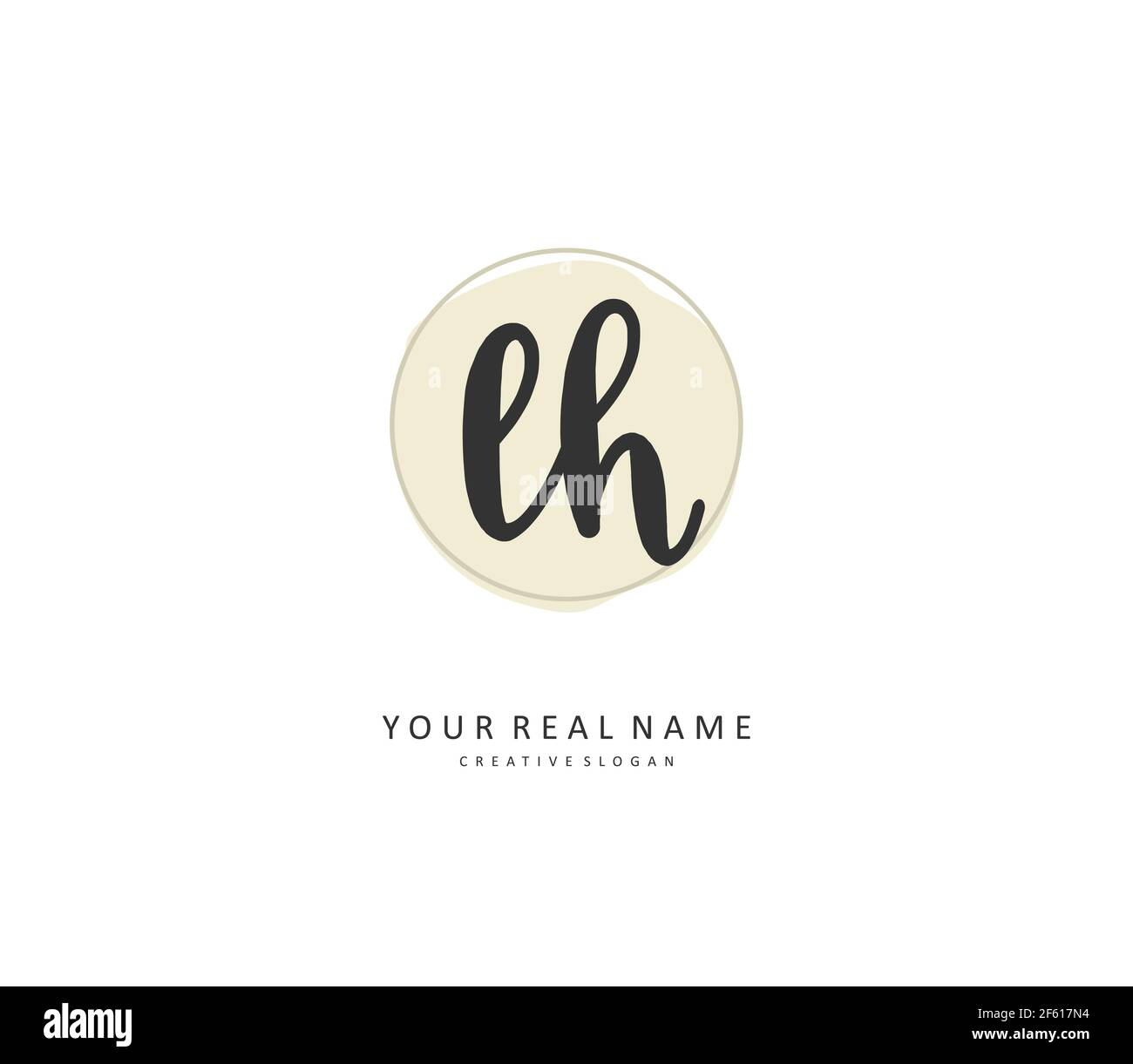 L H LH Initial letter handwriting and signature logo. A concept ...