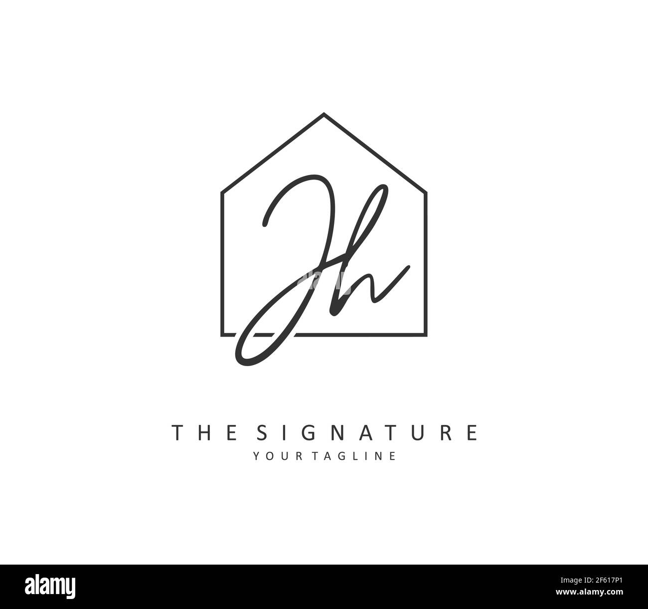 J H JH Initial letter handwriting and signature logo. A concept ...