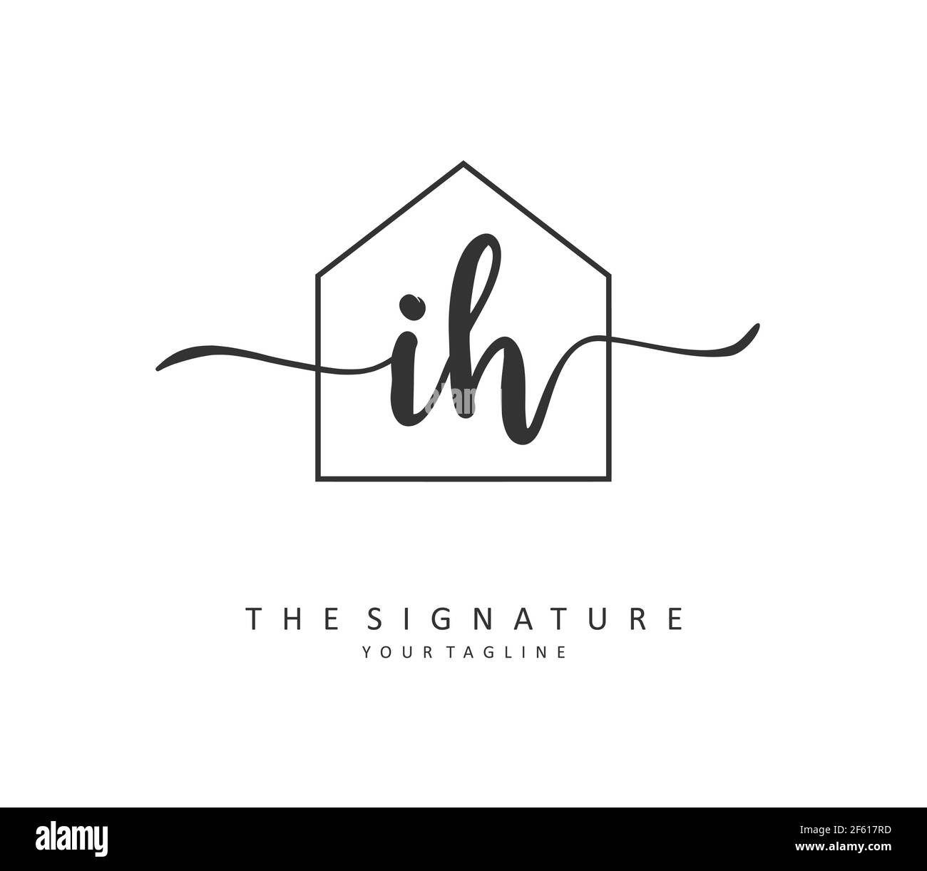 I H IH Initial letter handwriting and signature logo. A concept ...