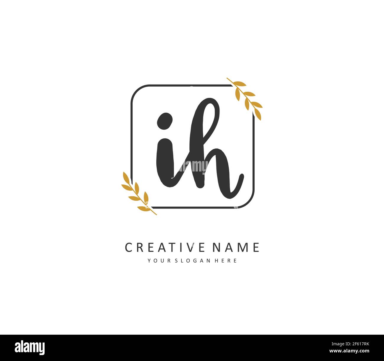I H IH Initial letter handwriting and signature logo. A concept ...