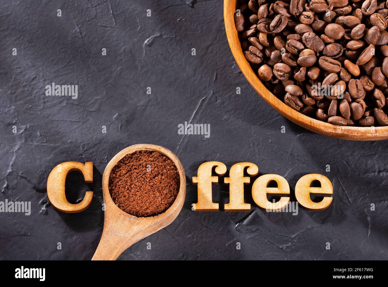 Coffee blends, ground and roasted coffee beans - Coffea Stock Photo - Alamy
