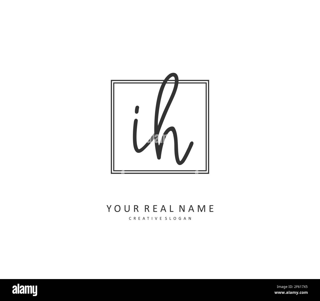 I H IH Initial letter handwriting and signature logo. A concept ...