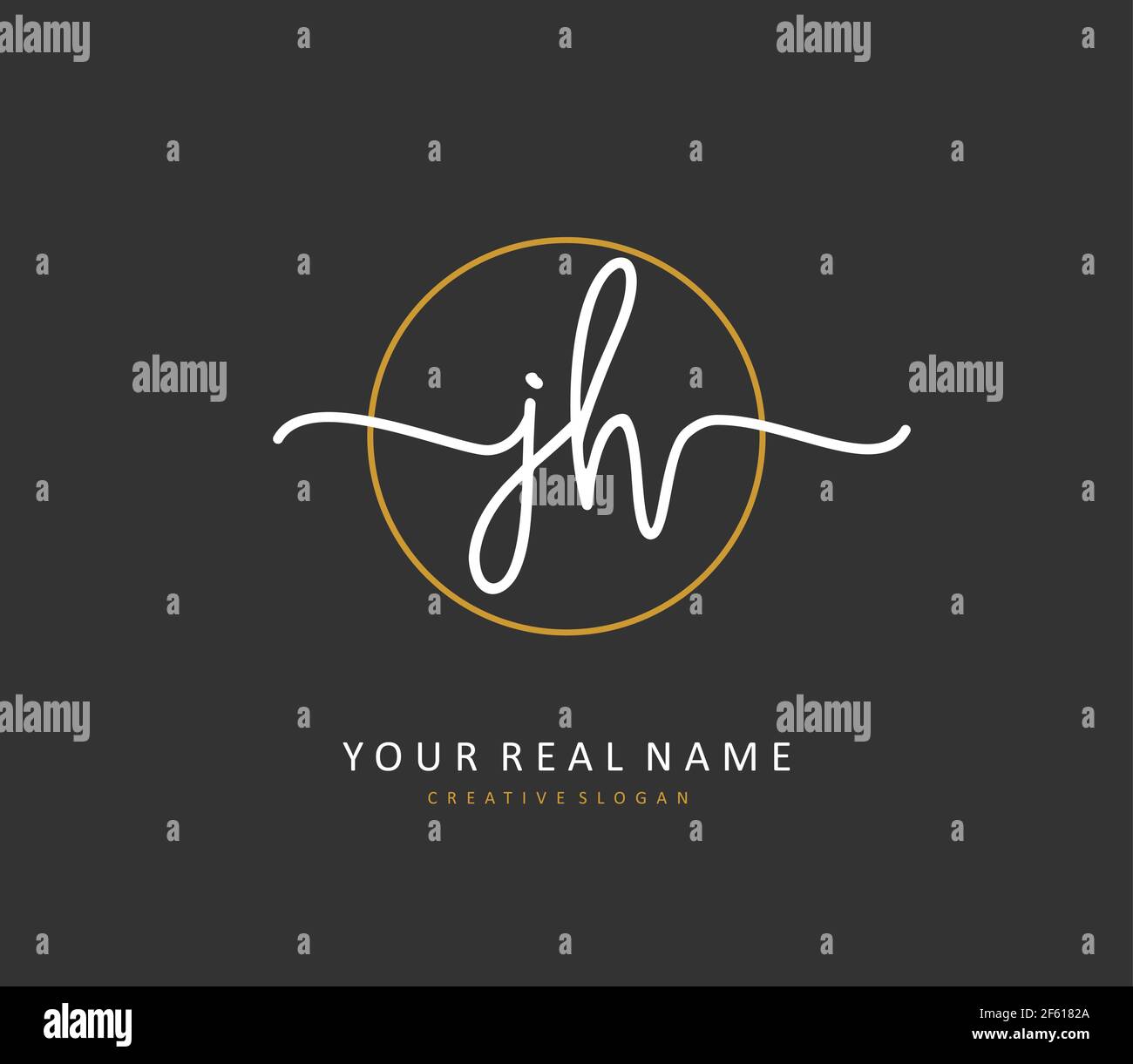 J H JH Initial letter handwriting and signature logo. A concept ...