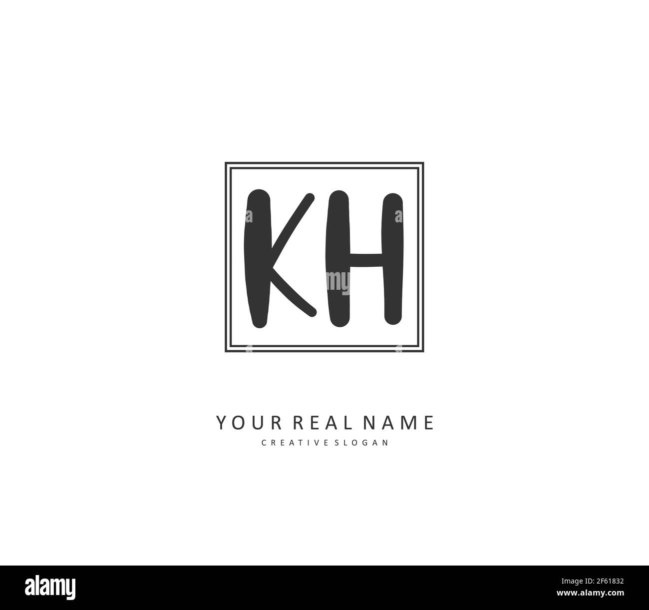 K H KH Initial letter handwriting and signature logo. A concept ...
