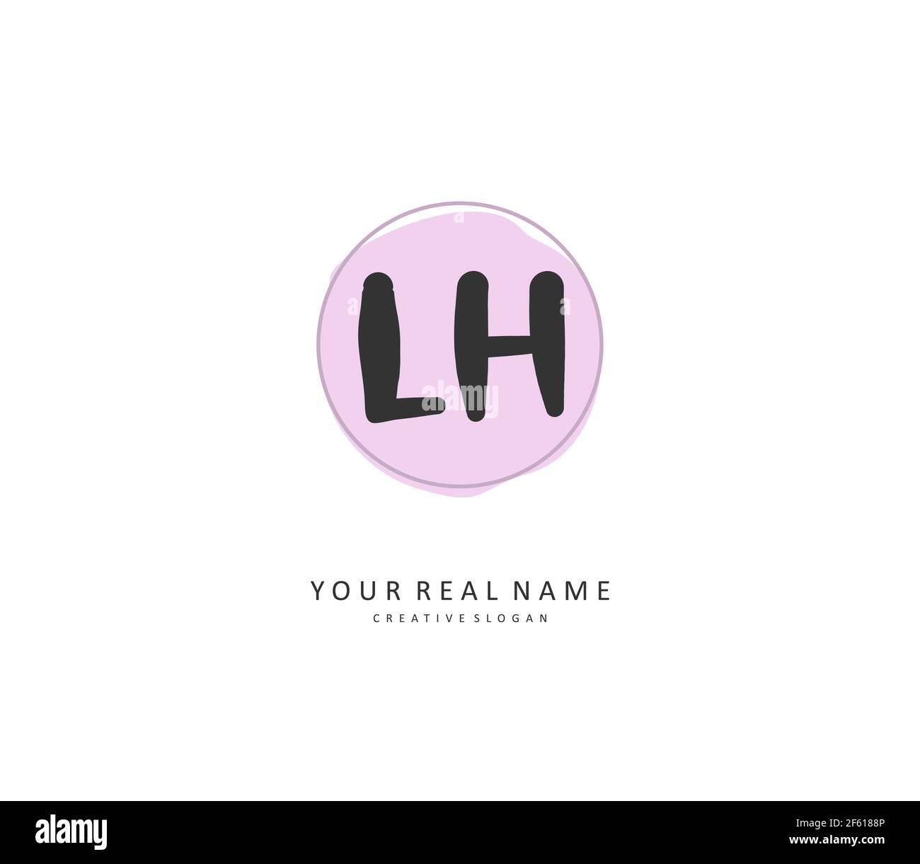 L H LH Initial letter handwriting and signature logo. A concept ...