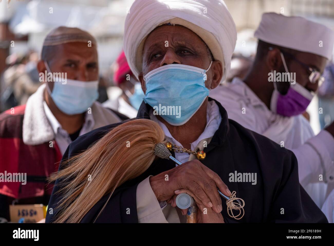 JERUSALEM, ISRAEL - MARCH 29: White turbaned religious priests from the ...