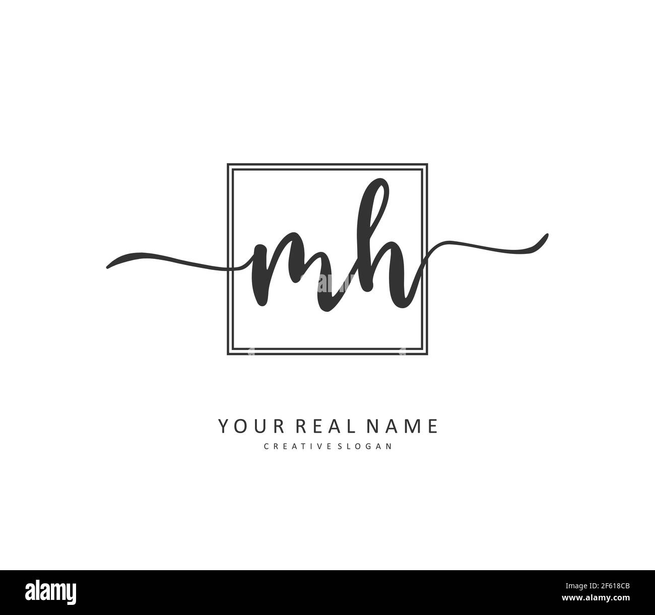 M H MH Initial letter handwriting and signature logo. A concept ...