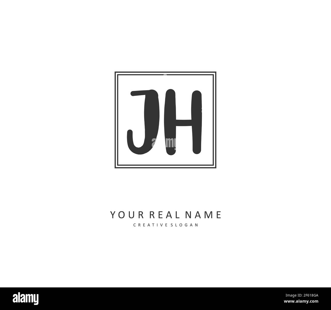 J H JH Initial letter handwriting and signature logo. A concept ...