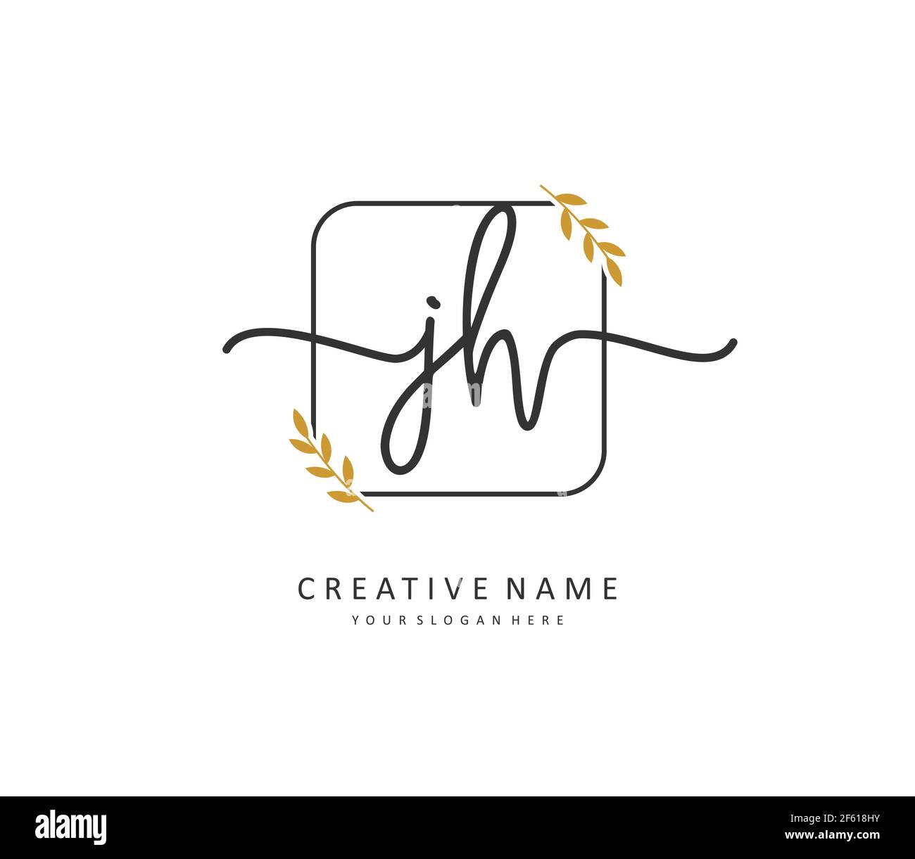 J H JH Initial letter handwriting and signature logo. A concept ...