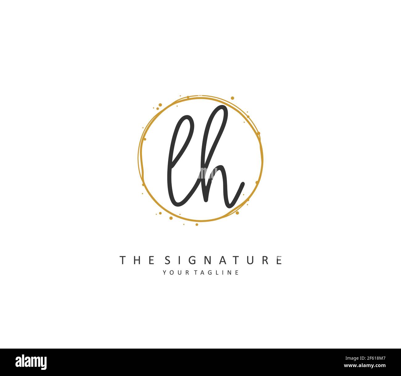 L H LH Initial letter handwriting and signature logo. A concept ...