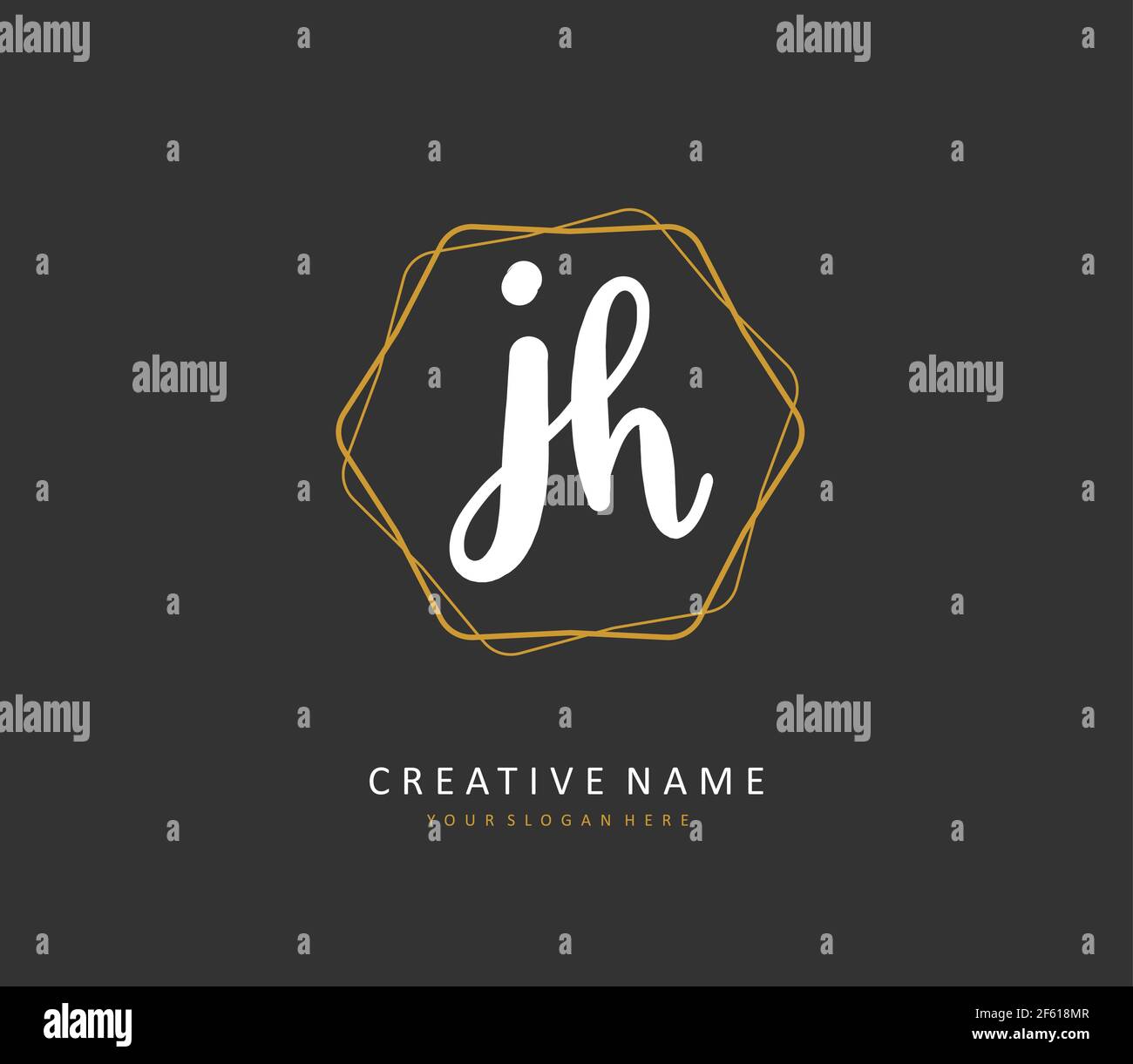 J H JH Initial letter handwriting and signature logo. A concept ...