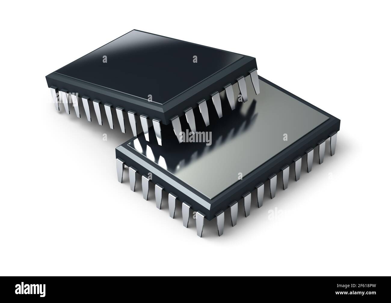 Microchips isolated on white background. High resolution 3d render ...