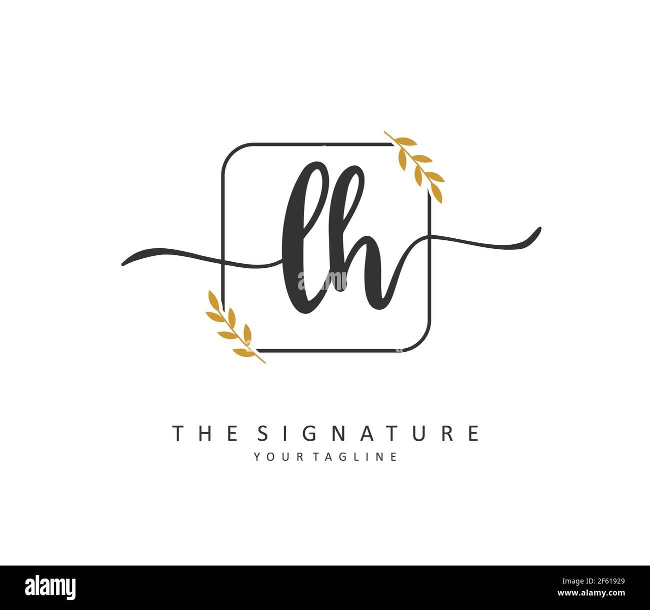 L H LH Initial letter handwriting and signature logo. A concept ...