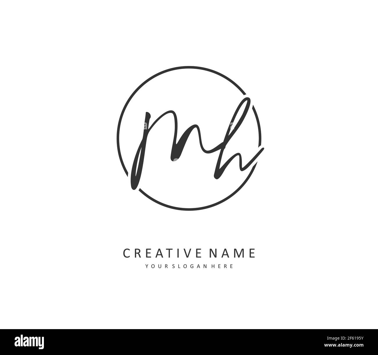 M H MH Initial letter handwriting and signature logo. A concept ...