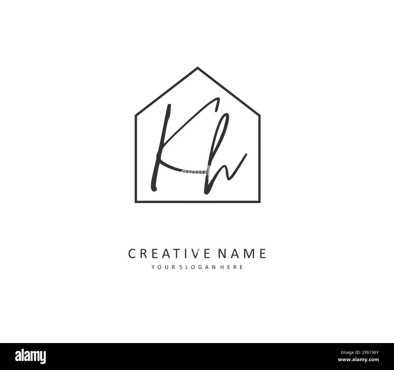 K H KH Initial letter handwriting and signature logo. A concept ...