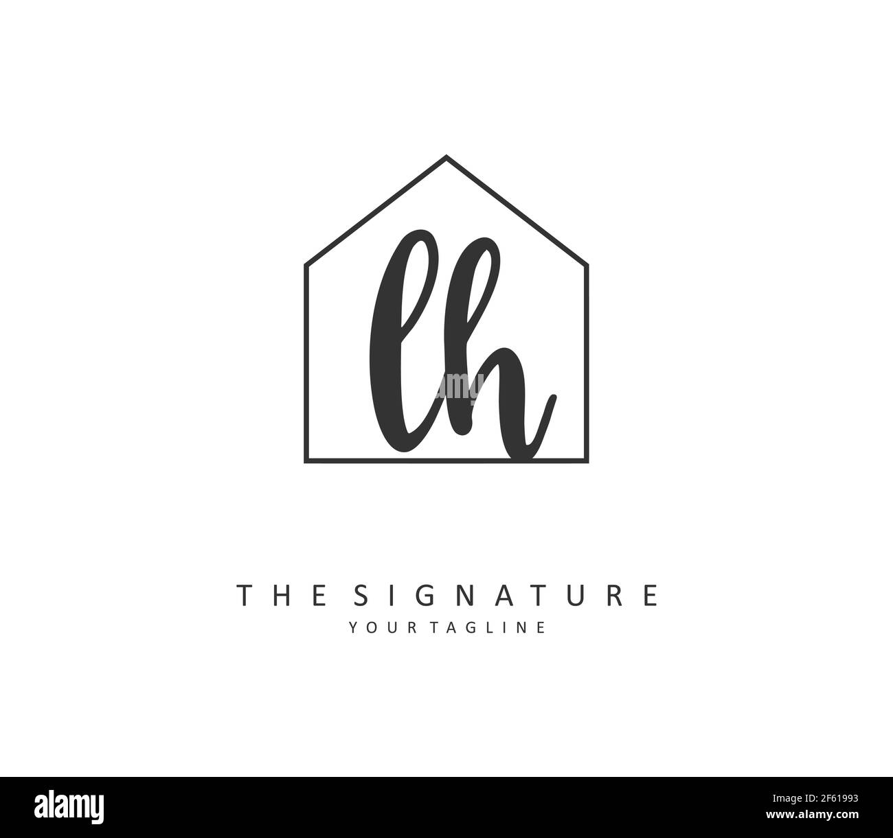 L H LH Initial letter handwriting and signature logo. A concept ...