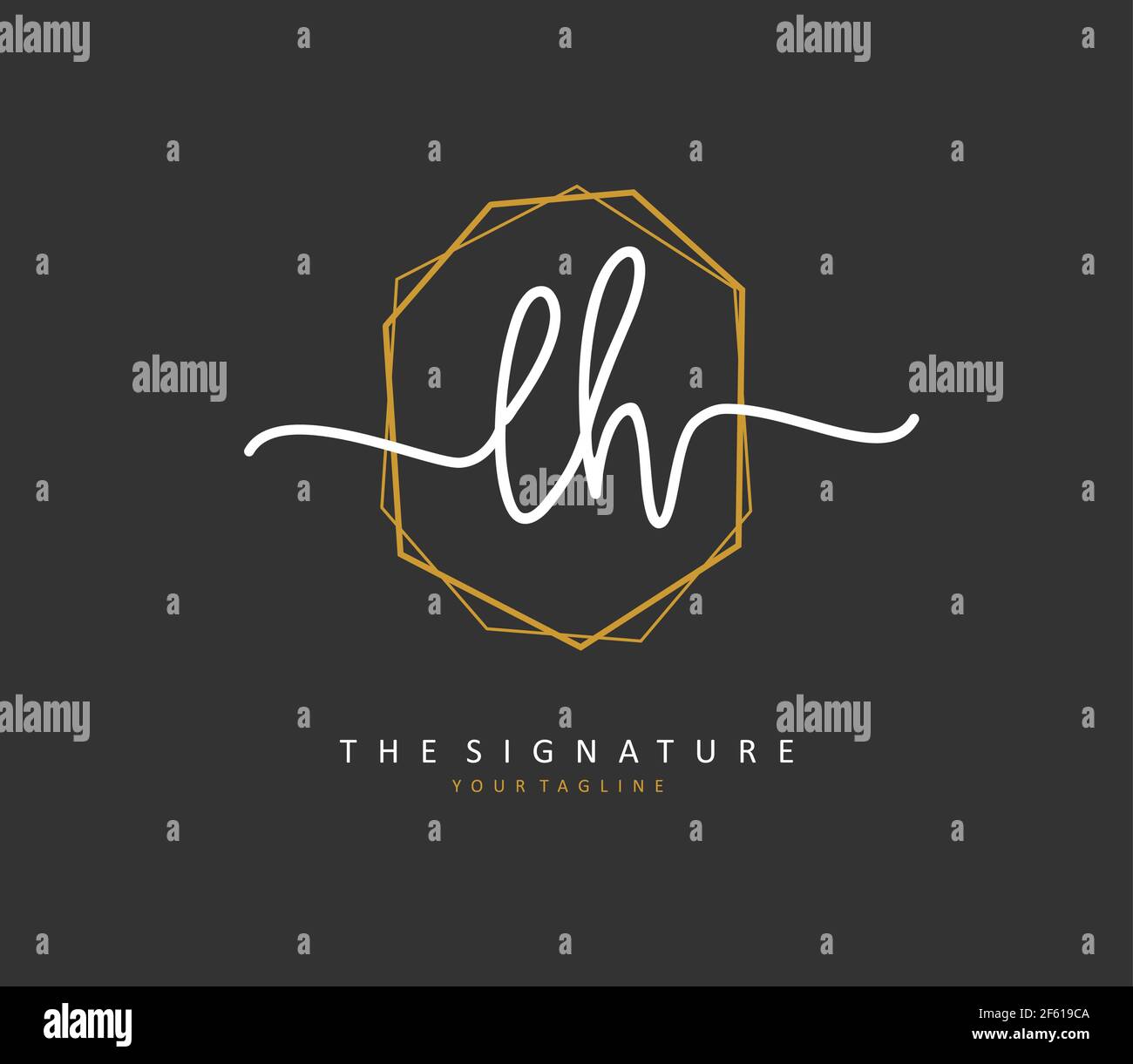 L H LH Initial letter handwriting and signature logo. A concept ...