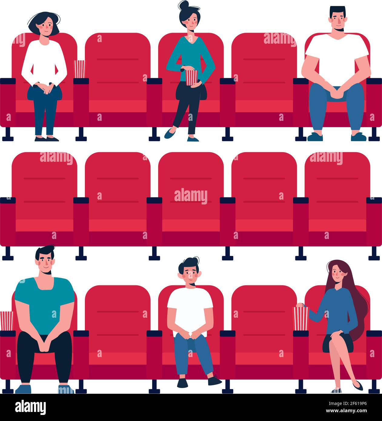 Social distance in the cinema. People keep their distance, sit through ...