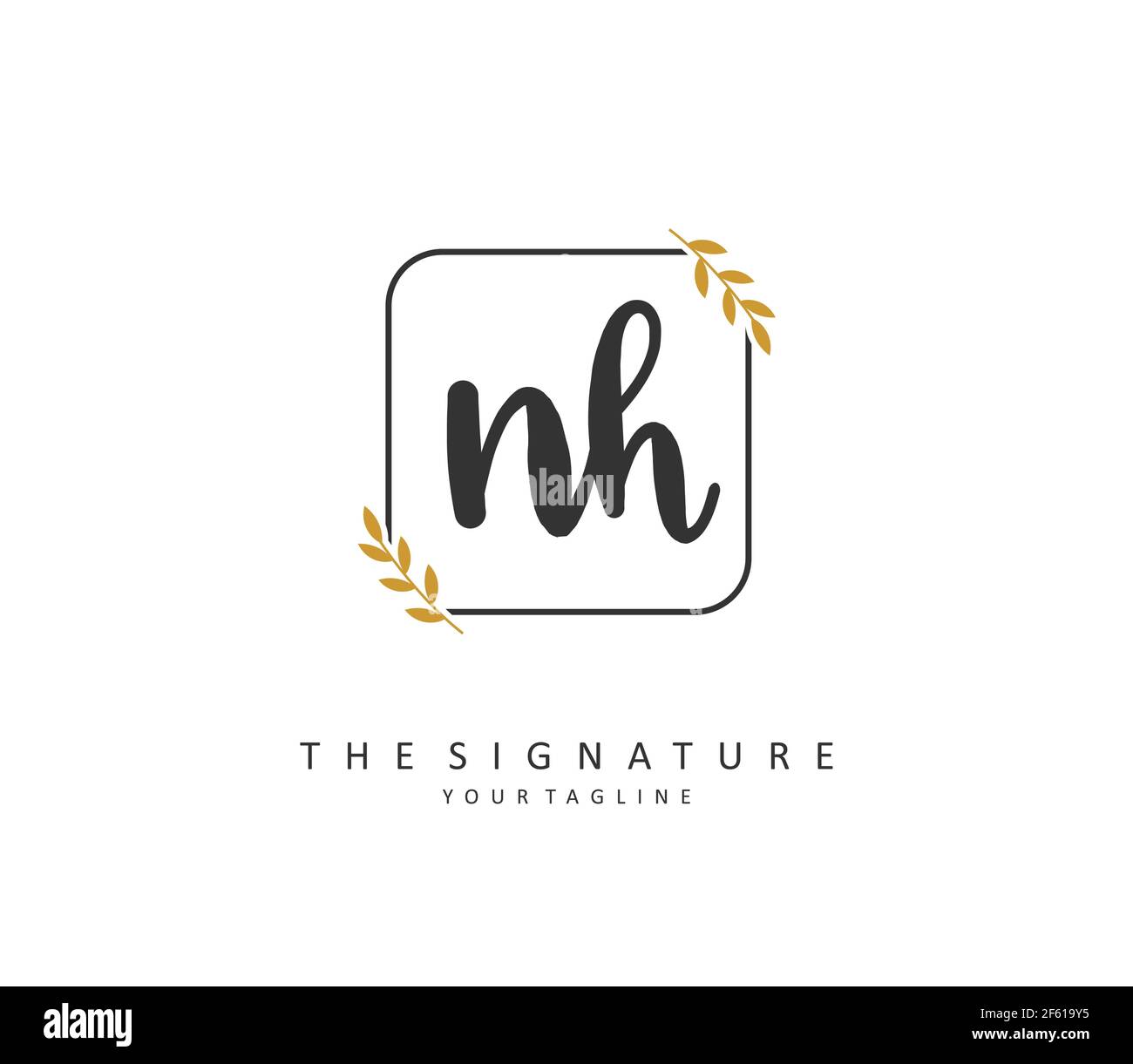 N H NH Initial letter handwriting and signature logo. A concept handwriting initial logo with ...