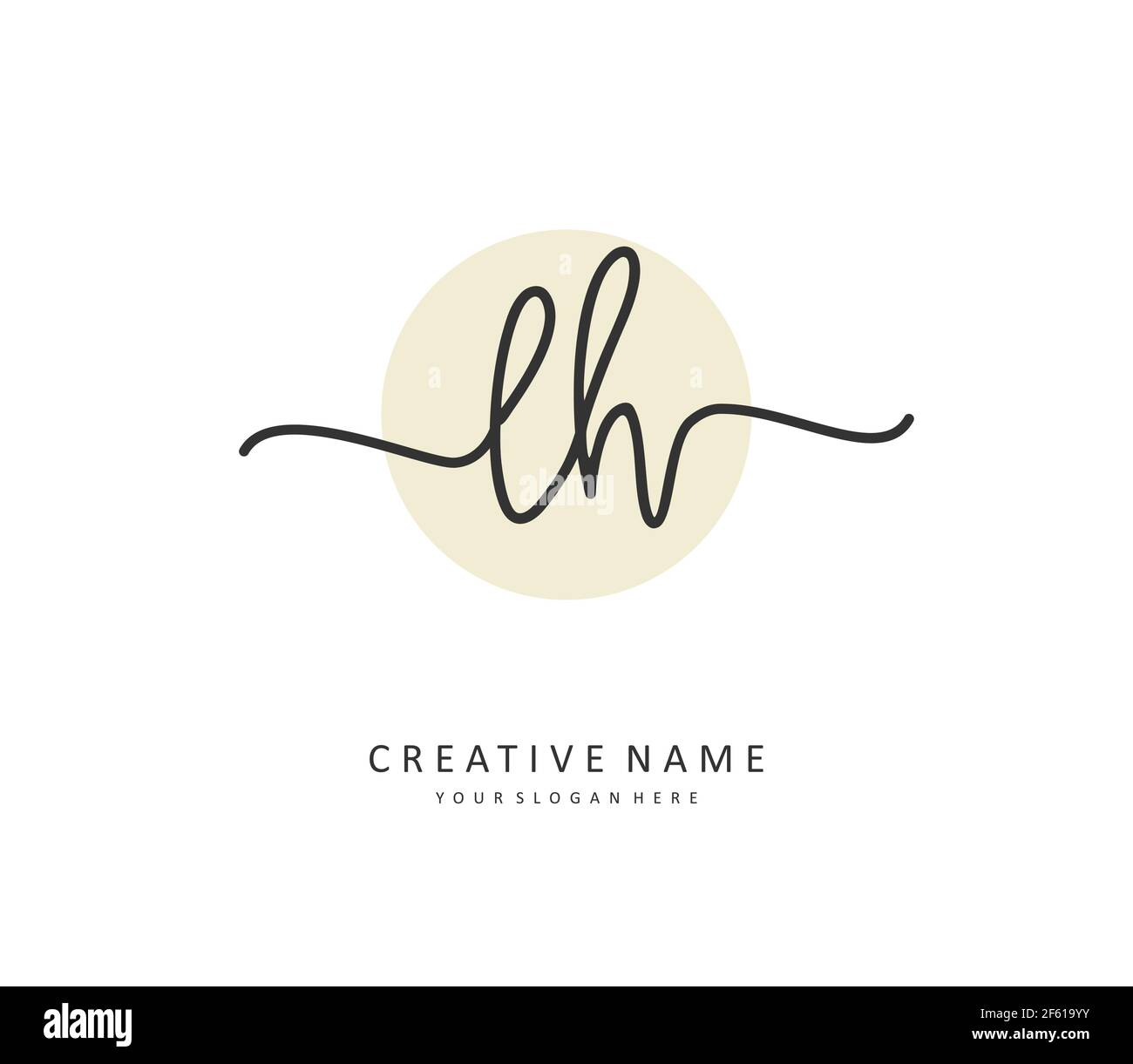 L H LH Initial letter handwriting and signature logo. A concept ...