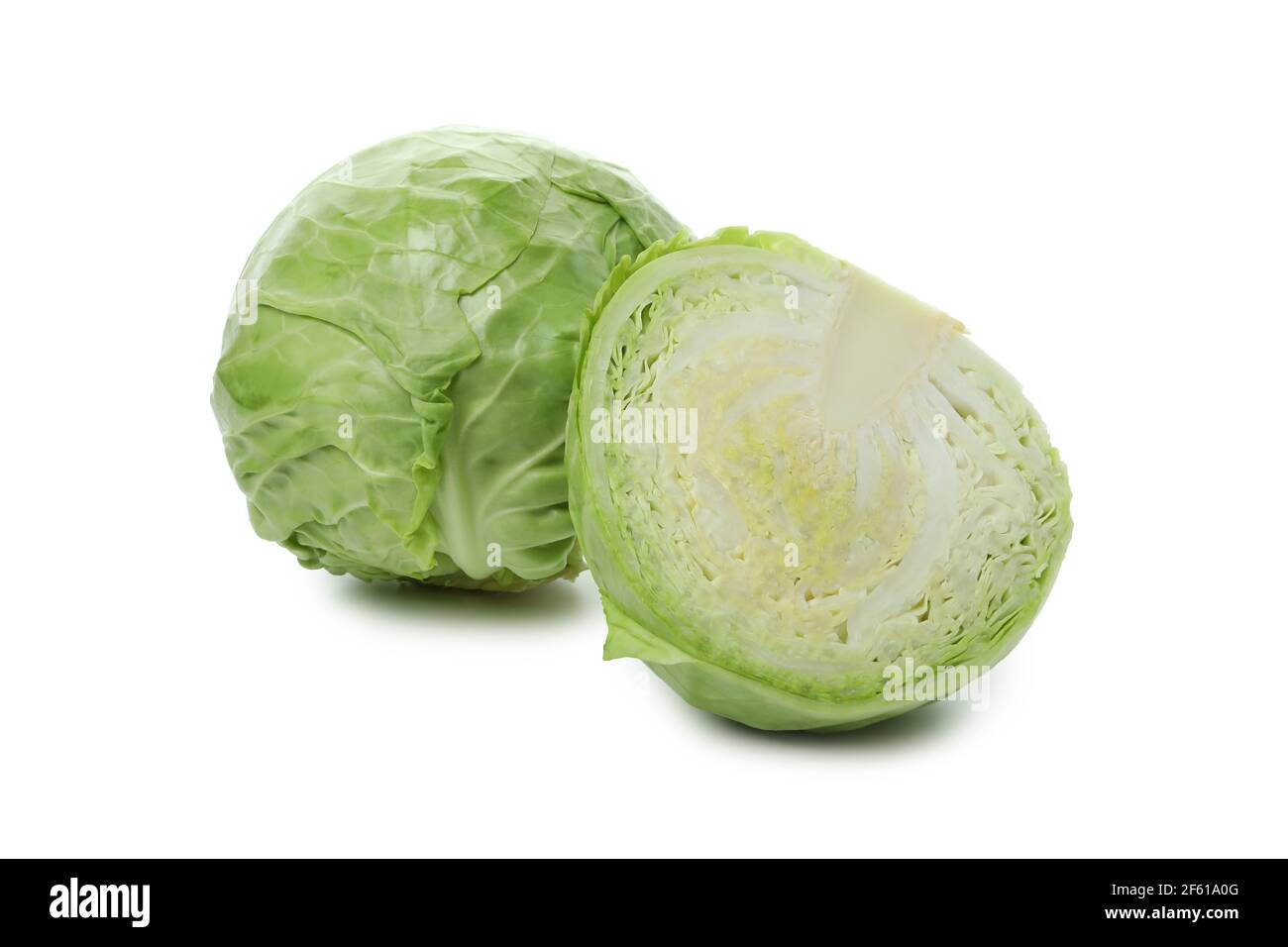 Fresh green cabbage isolated on white background Stock Photo - Alamy