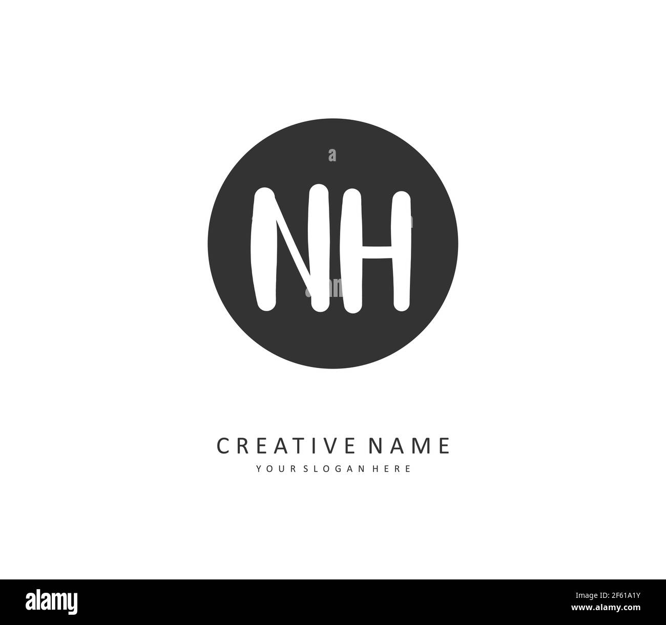 N H NH Initial letter handwriting and signature logo. A concept ...