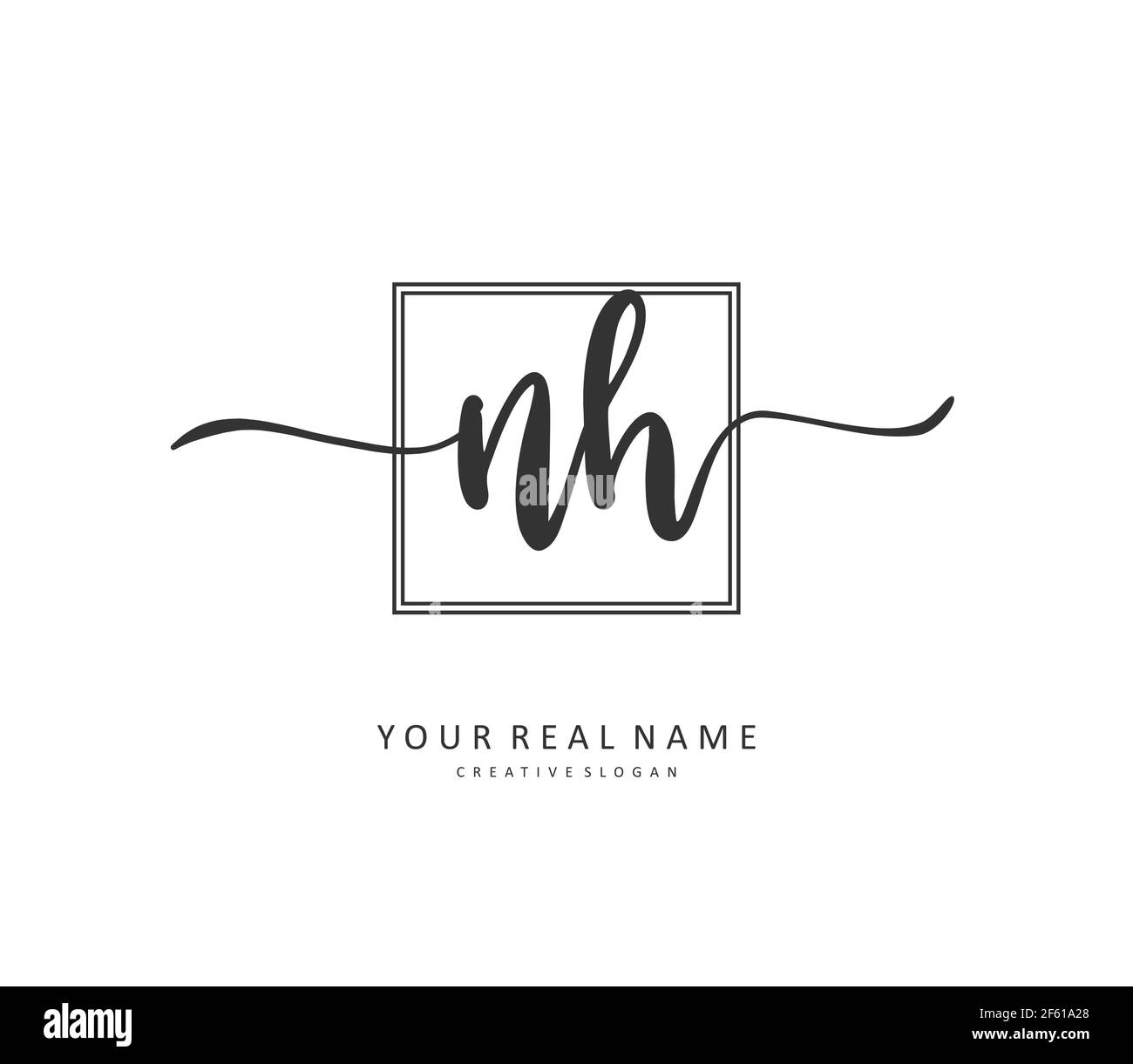 N H NH Initial letter handwriting and signature logo. A concept handwriting initial logo with ...