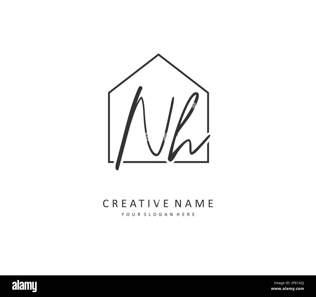 N H NH Initial letter handwriting and signature logo. A concept handwriting initial logo with ...