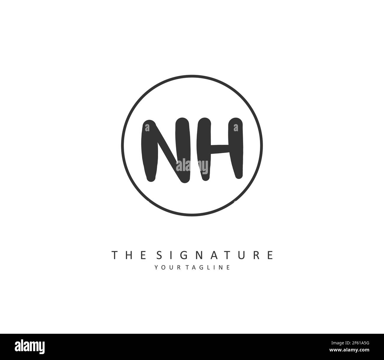 N H NH Initial letter handwriting and signature logo. A concept handwriting initial logo with ...