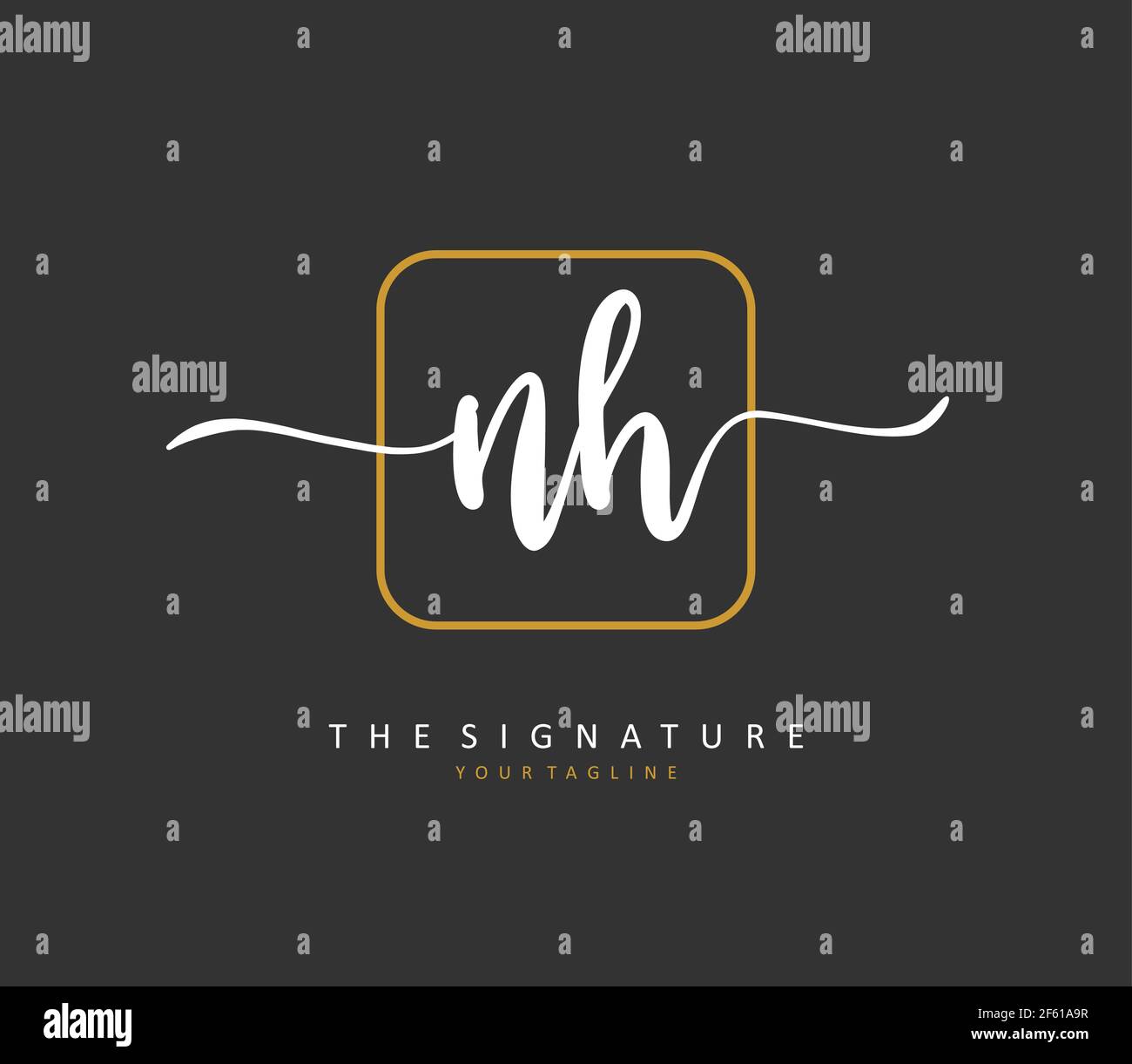 N H NH Initial letter handwriting and signature logo. A concept ...